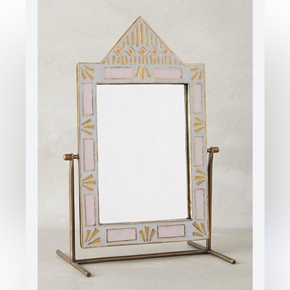 Anthropologie | Wall Decor | Anthropologie Vanity Mirror Pink And Gold ...
